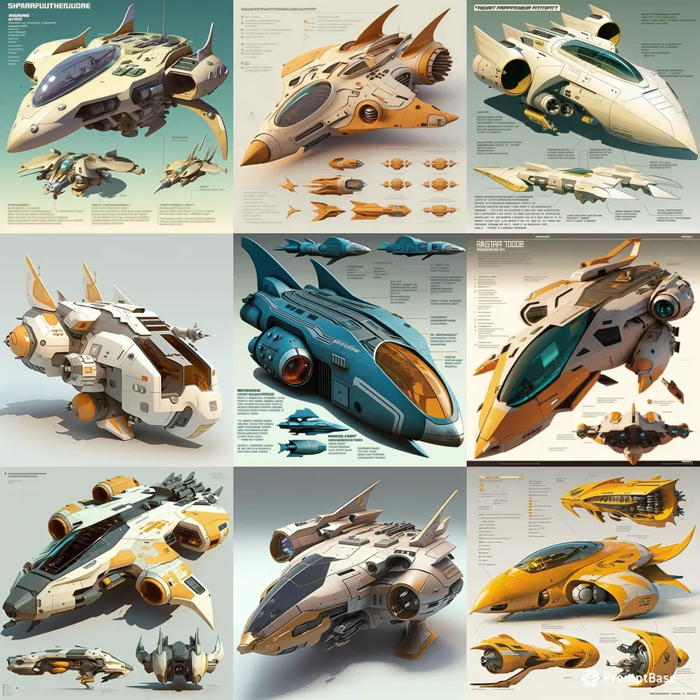 Spaceship Design Sheets Midjourney Prompt | PromptBase