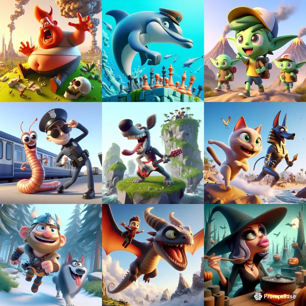 Pixar Scene Fun 3D DALL·E Prompt | PromptBase