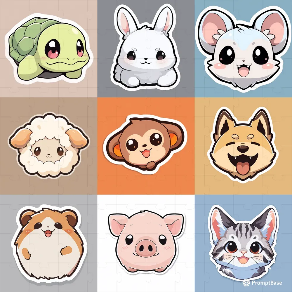 Custom Sticker Chibi Animals Midjourney Prompt | PromptBase
