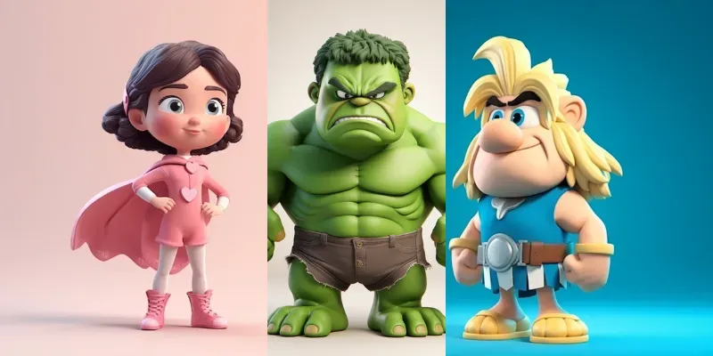 Mini Super Heroes Characters Midjourney Prompt | PromptBase