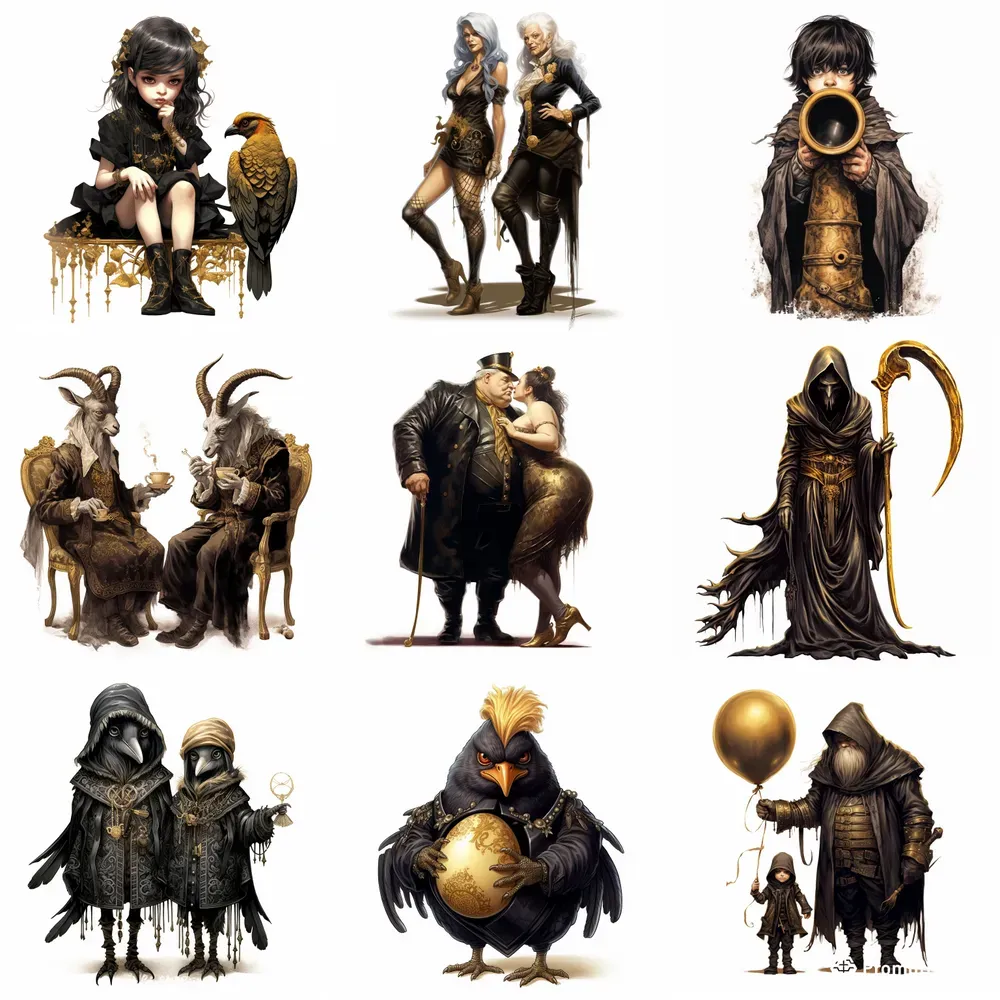 Gothic Characters Illustrations Midjourney Prompt | PromptBase