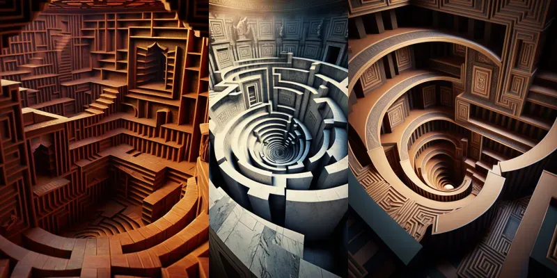 Mc Escher Optical Illusion Architectures Midjourney Prompt | PromptBase