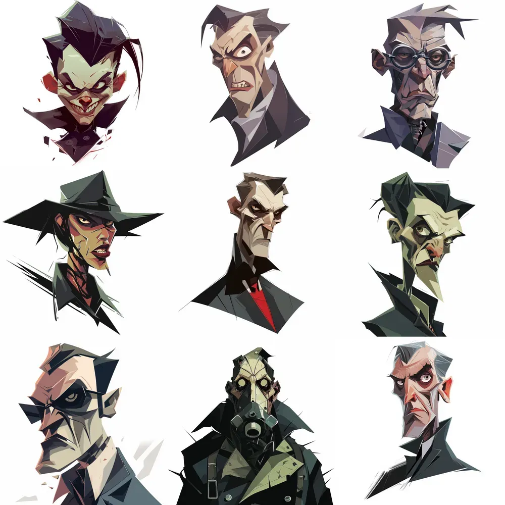 Stylized Evil Faces Designs Midjourney Prompt | PromptBase