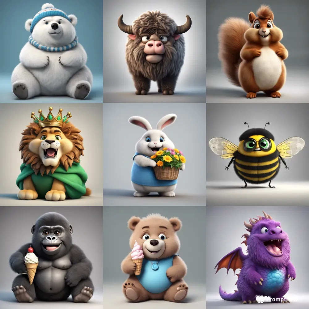 Fat Fuzzy Animals Stable Diffusion Prompt | PromptBase