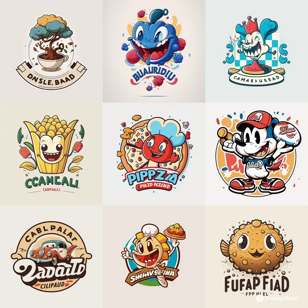 2D Cute 20s Comic Brand Logos Midjourney Prompt | PromptBase