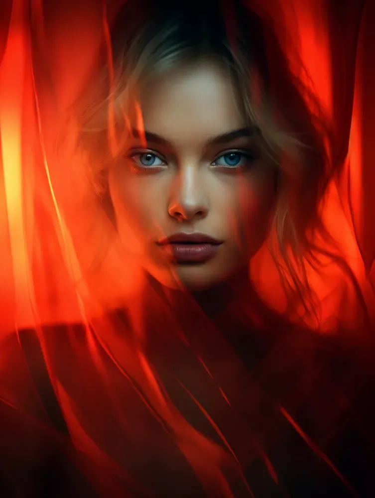 Red Light Celebrity Portraits Midjourney Prompt | PromptBase