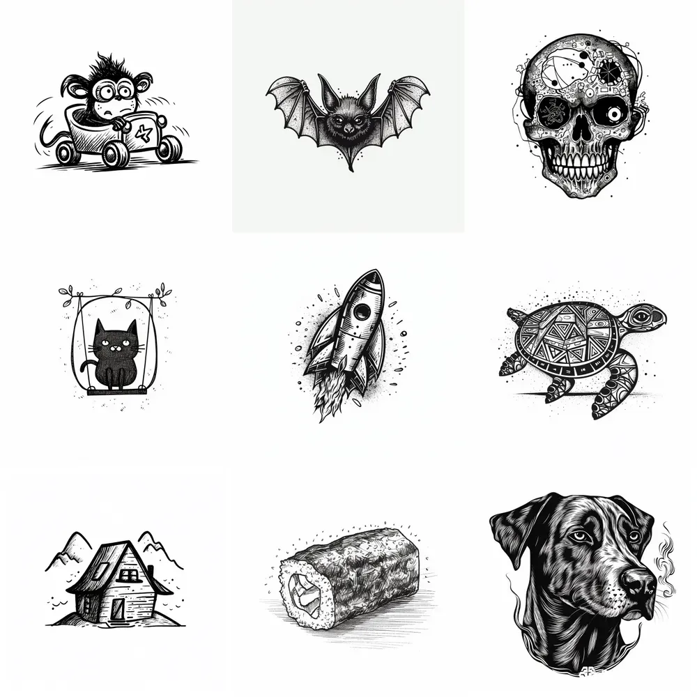 Hand Drawn Crazy Black Logos Midjourney Prompt | PromptBase