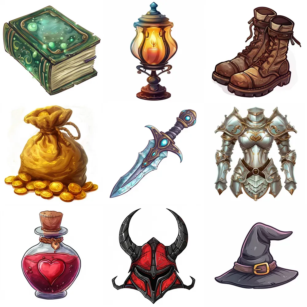 Clipart Fantasy RPG Games Midjourney Prompt | PromptBase