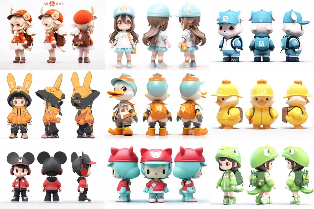 Character Pro Ip Design 3 Views Midjourney Prompt | PromptBase