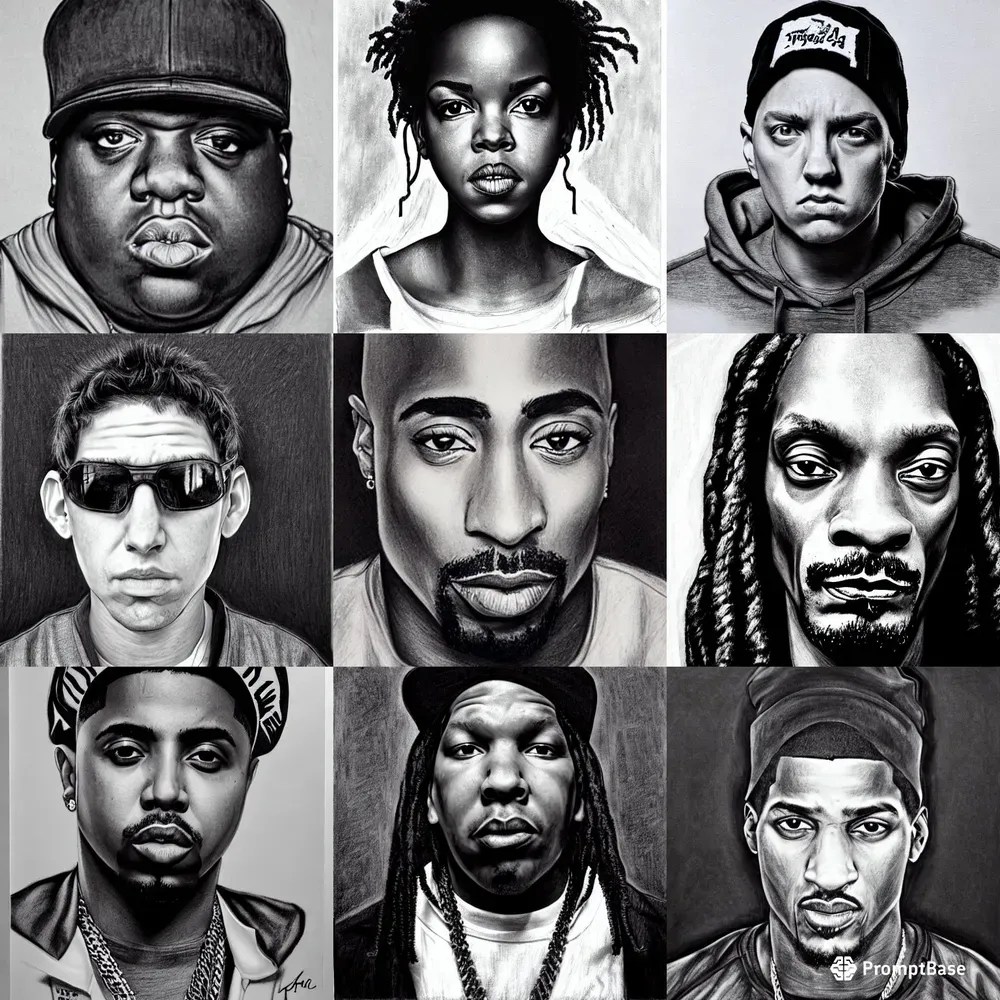 Rappers Hand Portraits Stable Diffusion Prompt | PromptBase