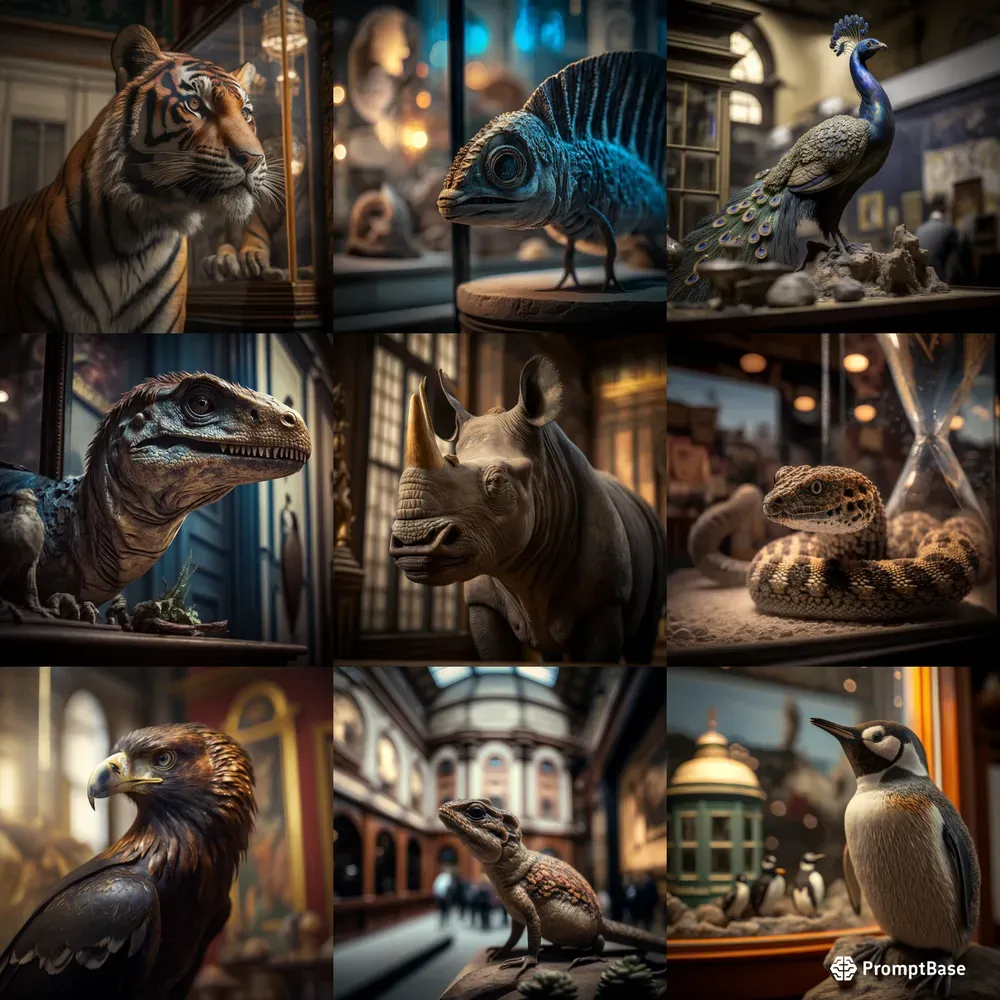 Beautiful Collections Of Museum Animals Midjourney Prompt | PromptBase