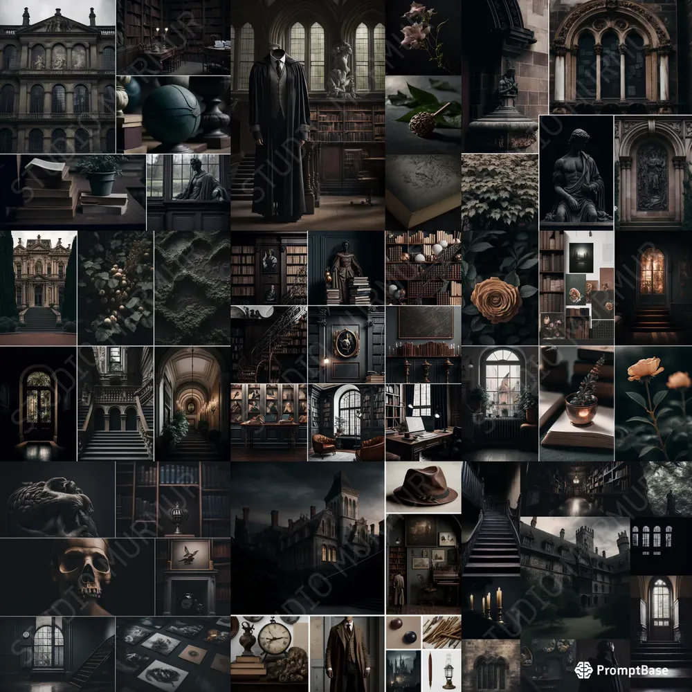 Dark Academia Aesthetic Moodboards Midjourney Prompt | PromptBase