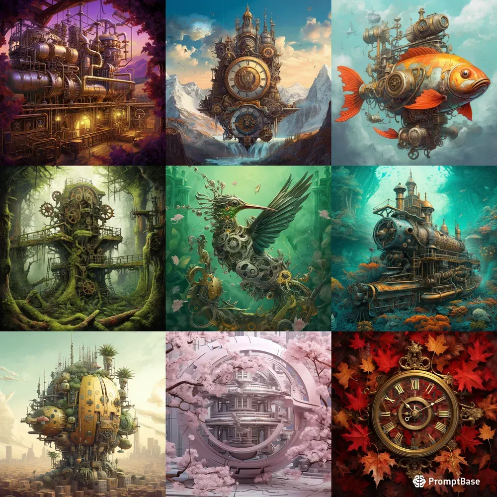 Steampunk Nature Fantasy Art Customs Midjourney Prompt | PromptBase