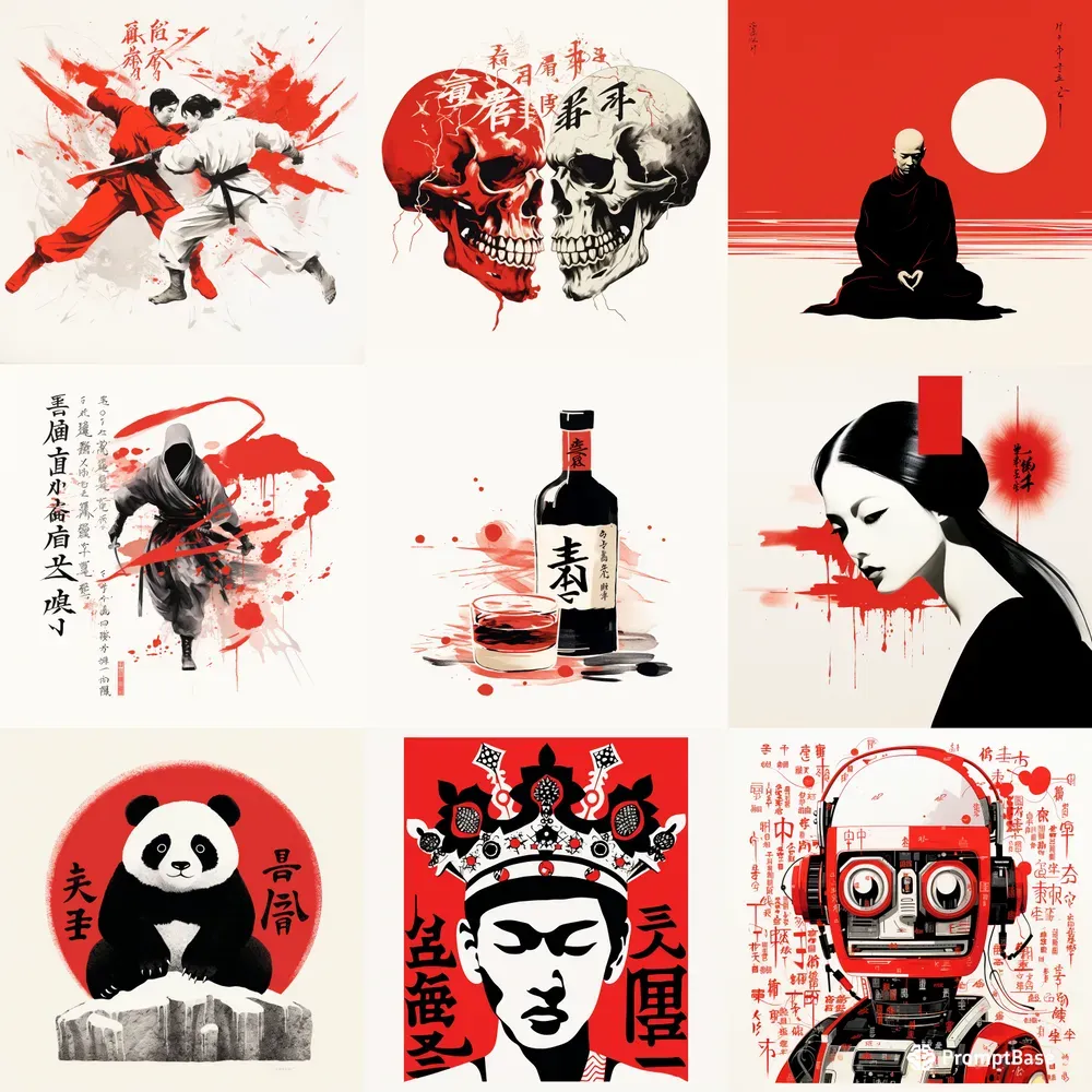 Bold Asian Graphic Design Posters Midjourney Prompt | PromptBase