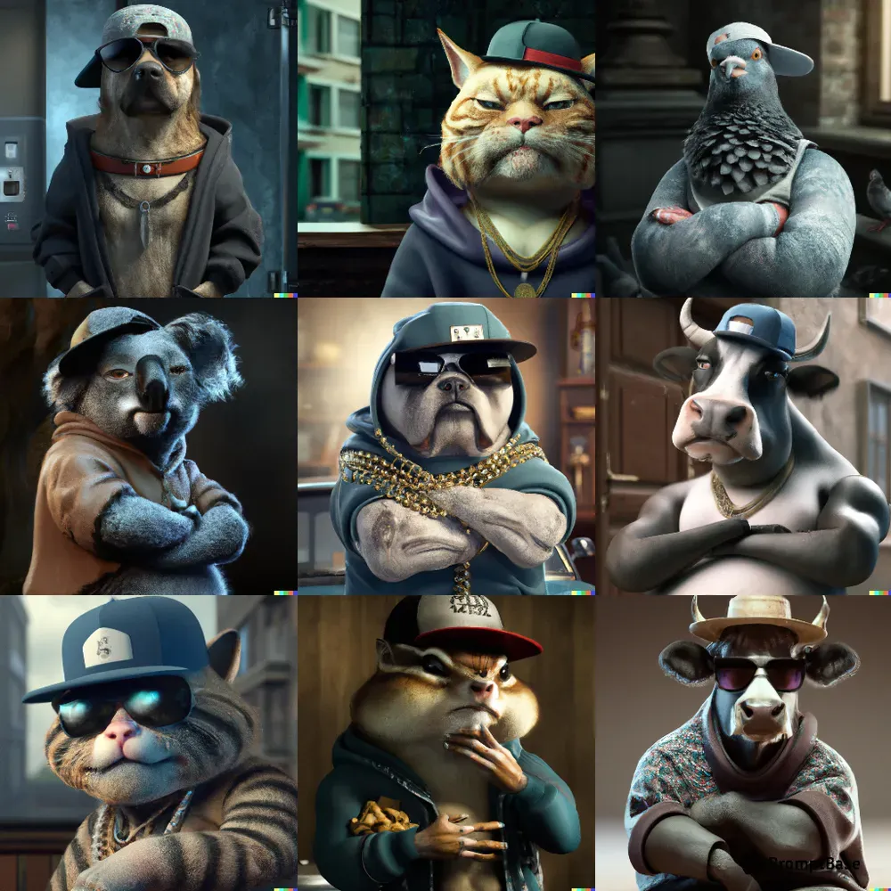 Gangsta Animals DALL·E Prompt | PromptBase