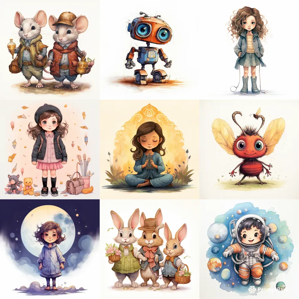 Characters For Storybook Illustrations Midjourney Prompt | PromptBase