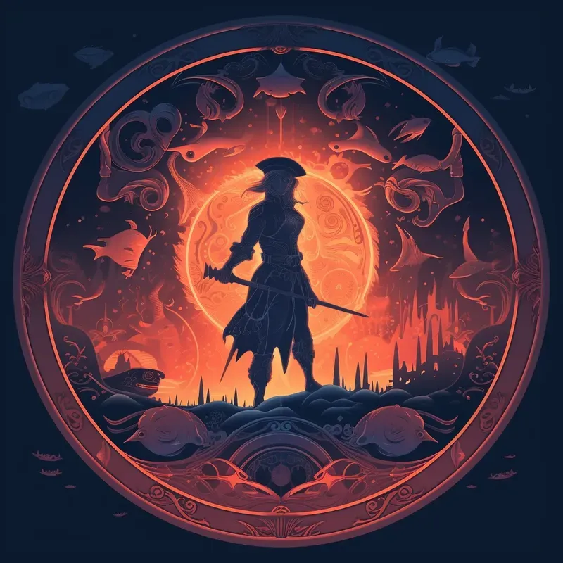 Round Fantasy Logo Images Midjourney Prompt | PromptBase