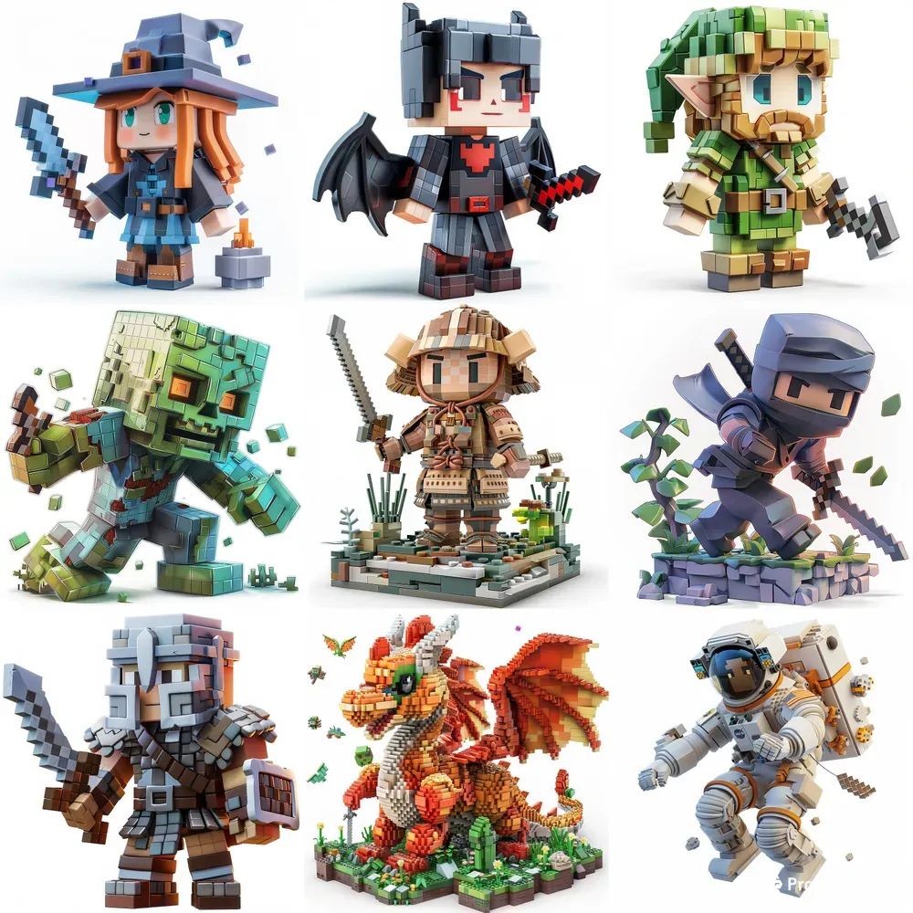 Minecraft Characters In 3D Midjourney Prompt | PromptBase