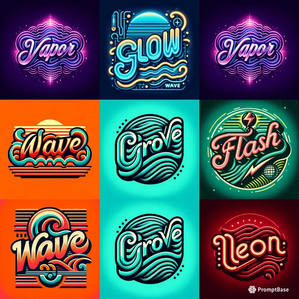 Retro Wave Typography Designs DALL·E Prompt | PromptBase