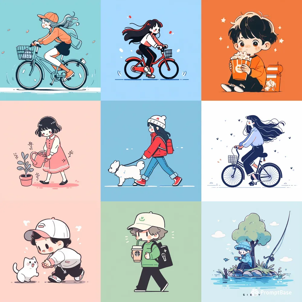 Superflat Character Illustrations Midjourney Prompt | PromptBase