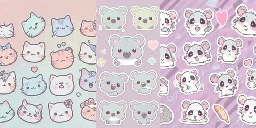 Cute Lineal Kawaii Animal Icon Stickers Midjourney Prompt | PromptBase