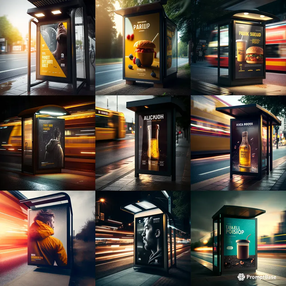 Bus Stop Poster Mockups Midjourney Prompt | PromptBase