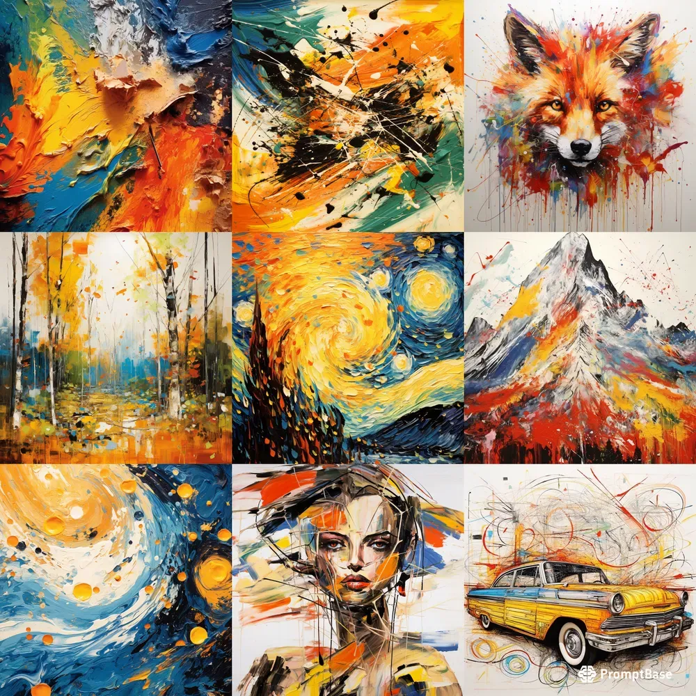 Davinci Pollock Hybrid Abstract Art Midjourney Prompt | PromptBase