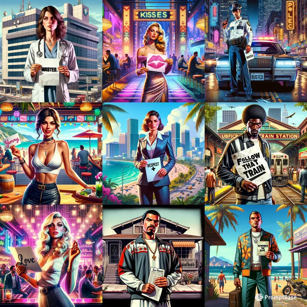 Gta Posters With Text Messages DALL·E Prompt | PromptBase