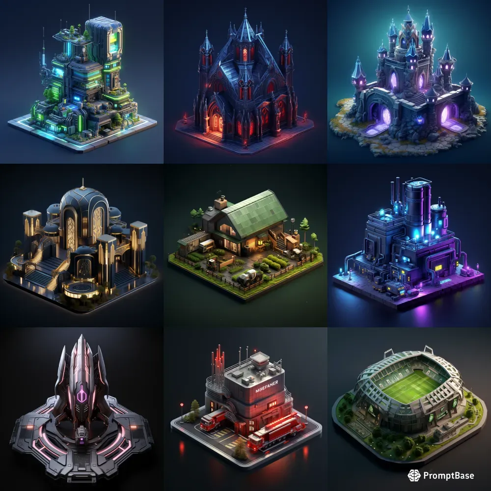 Mmorpg Game Assets Isometric Buildings Midjourney Prompt | PromptBase