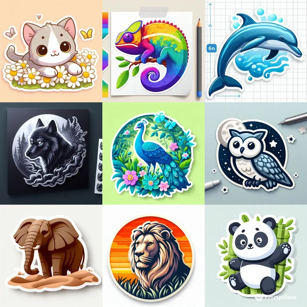 3D Animal Sticker Designs DALL·E Prompt | PromptBase