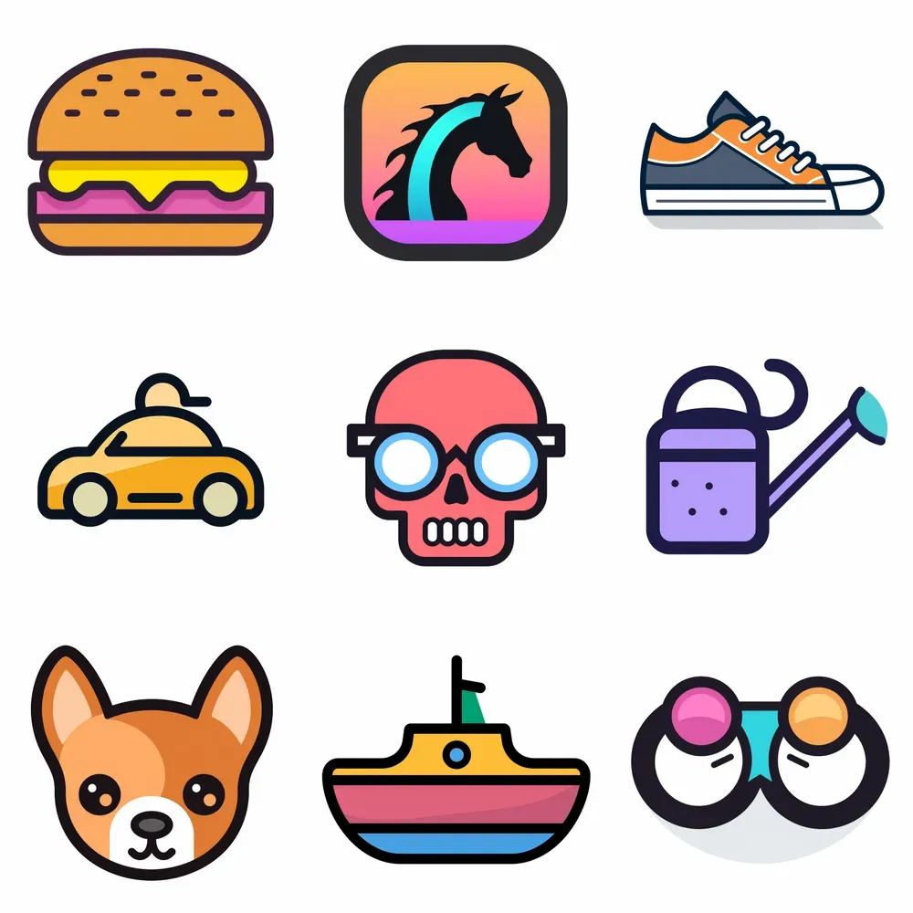 Simple Dummy Style Flat Icons Midjourney Prompt | PromptBase