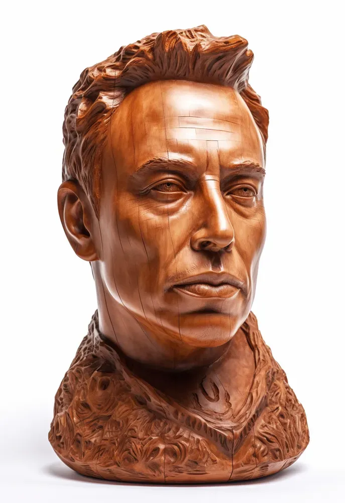 Wooden Celebrities Heads Sculptures Midjourney Prompt | PromptBase