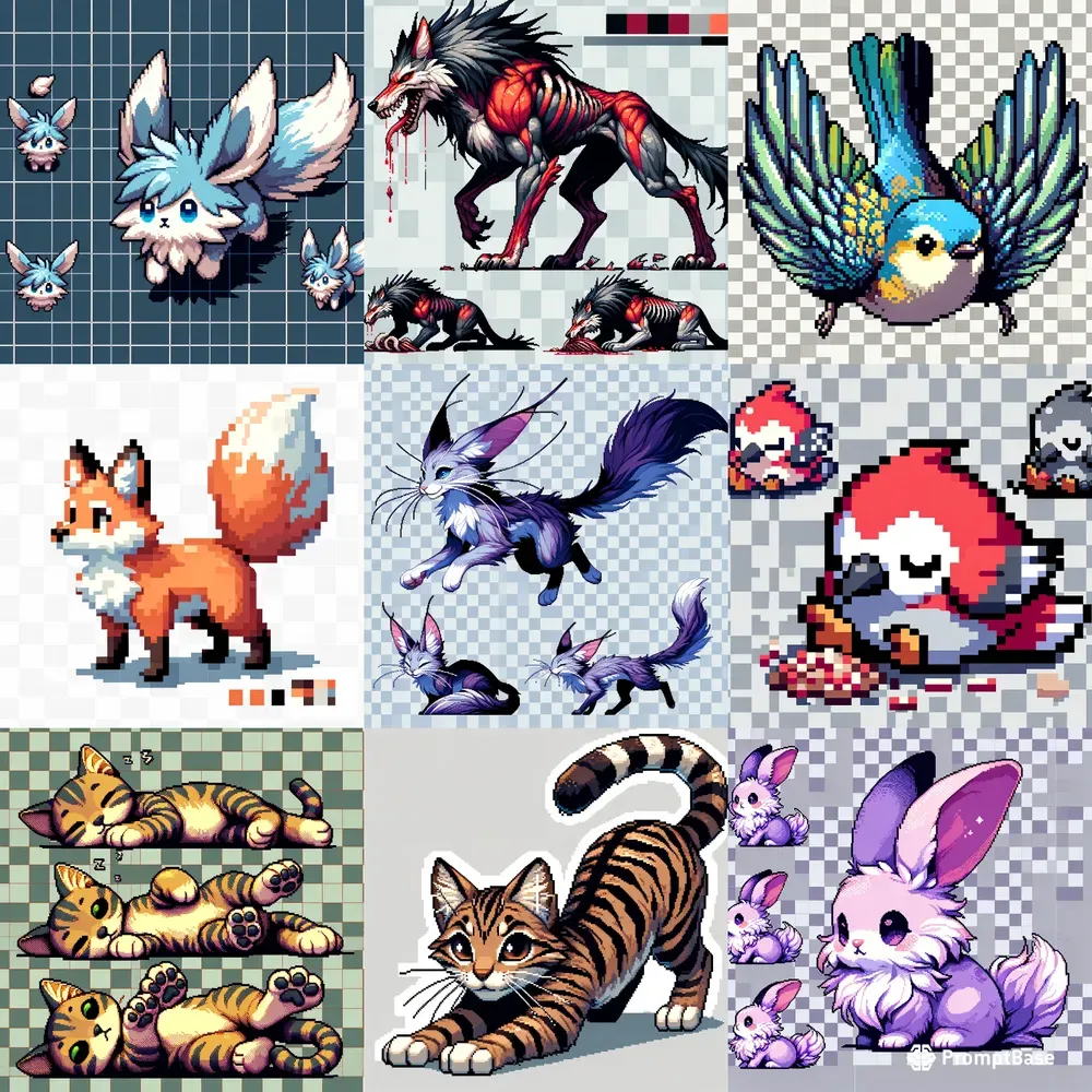 Animal Pixel Sprite Art DALL·E Prompt | PromptBase