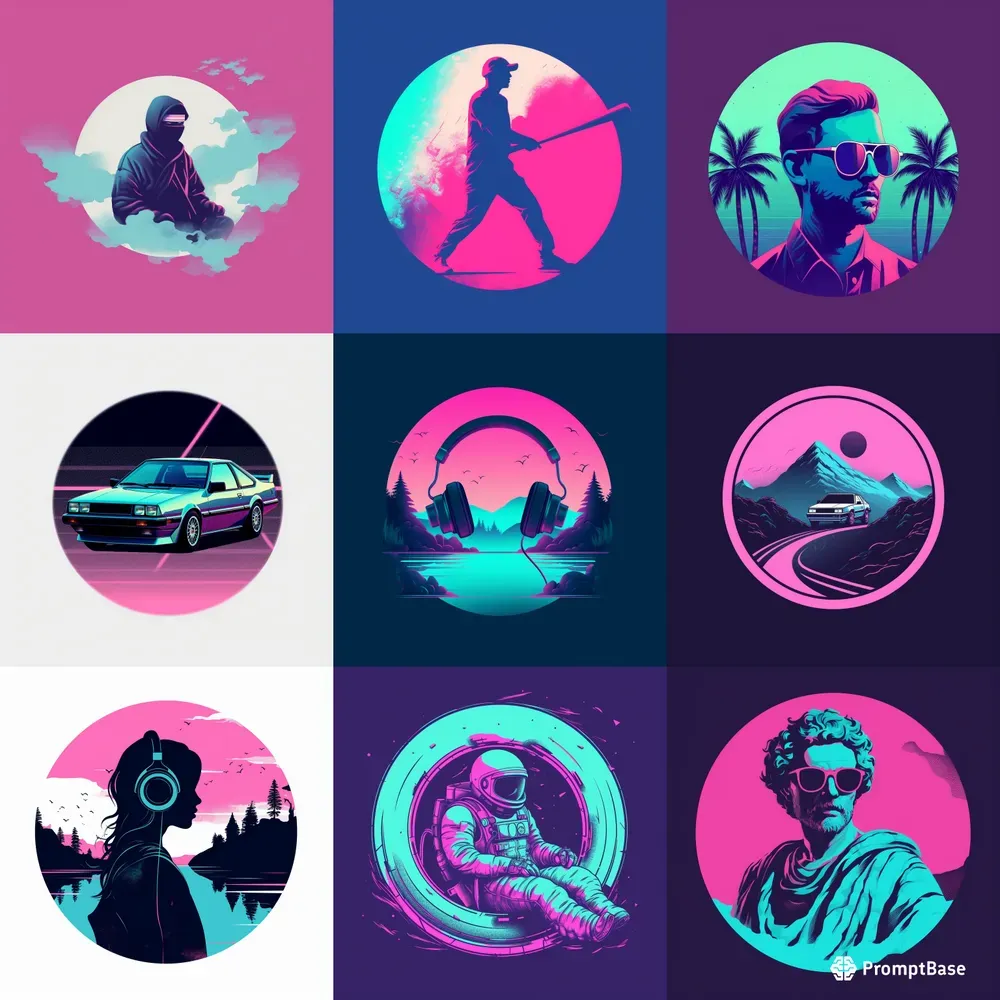 Simple Vaporwave Logos Midjourney Prompt | PromptBase