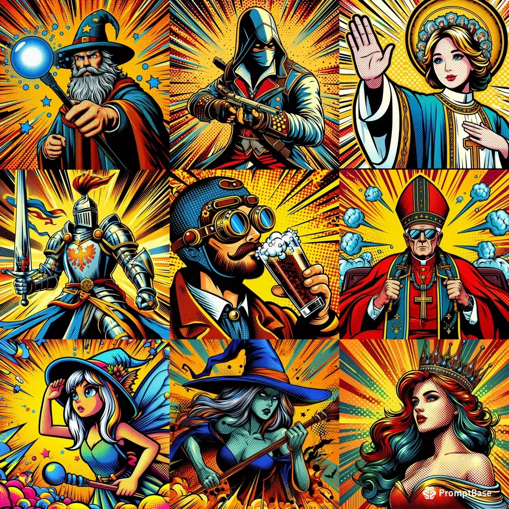 Dramatic Medieval Pop Art DALL·E Prompt | PromptBase