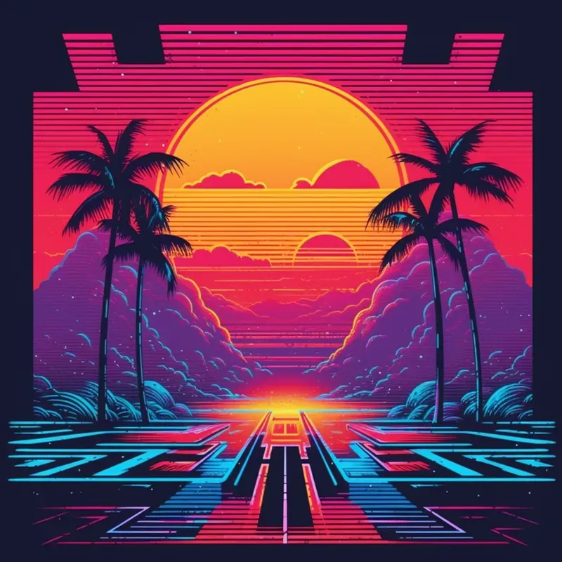 Synthwave Screen Print Tees Midjourney Prompt | PromptBase