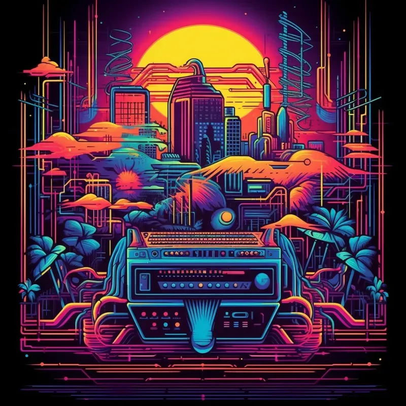 Synthwave Screen Print Tees Midjourney Prompt | PromptBase