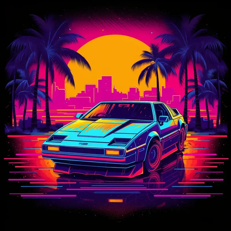 Synthwave Screen Print Tees Midjourney Prompt | PromptBase