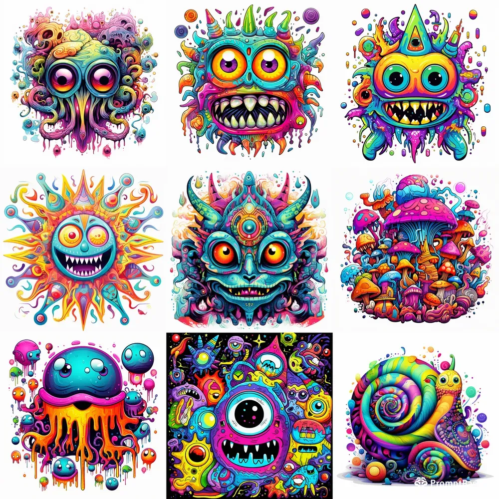 Cosmic Alien 2D Doodle Monsters Midjourney Prompt | PromptBase