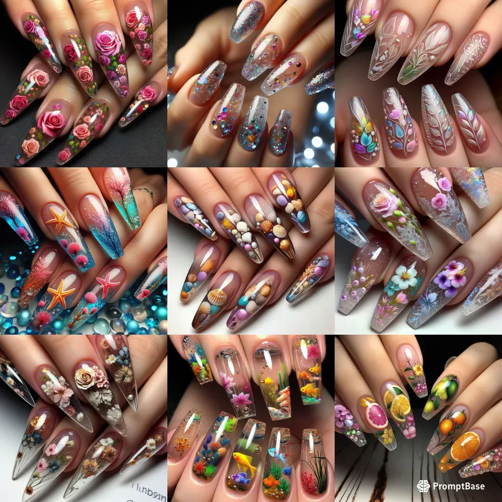Nails With Embedded Designs DALL·E Prompt | PromptBase