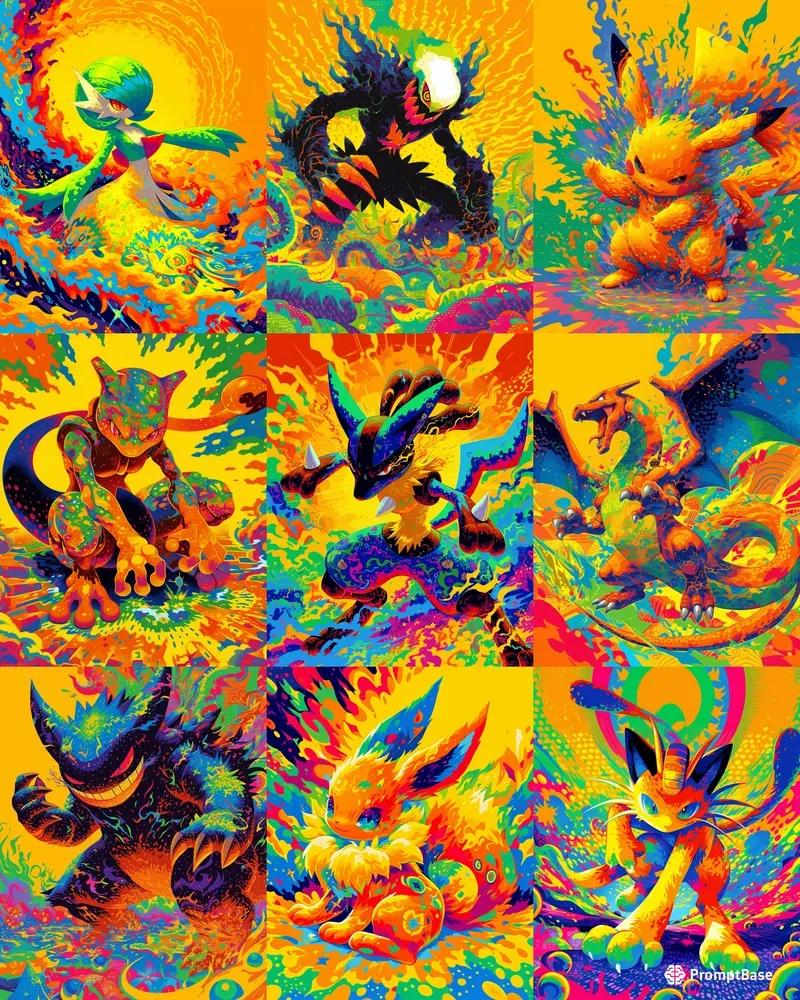 Psychedelic Pokemon Art Midjourney Prompt | PromptBase