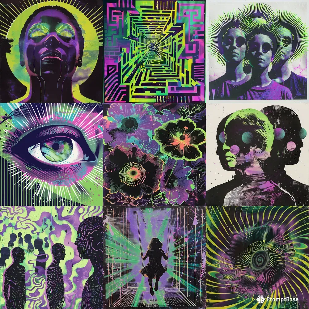 Psychedelic Hallucinations Art Midjourney Prompt | PromptBase