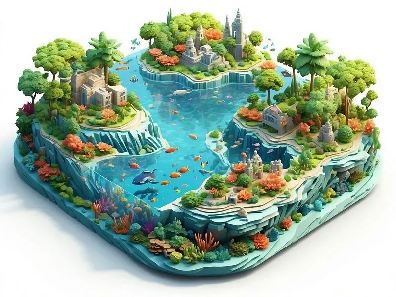 3D Isometric Islands In Seasons Leonardo Ai Prompt | PromptBase