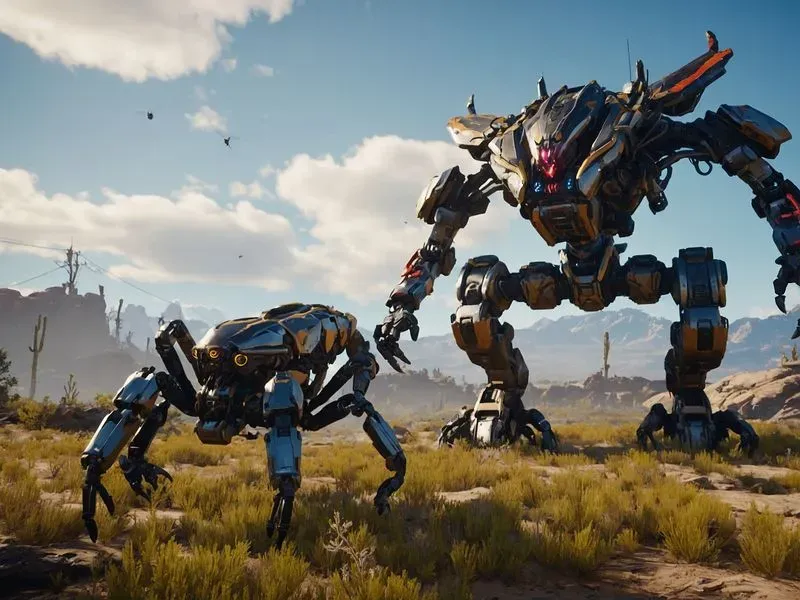 Horizon Zero Dawn Mecha Robot Fight Leonardo Ai Prompt | PromptBase