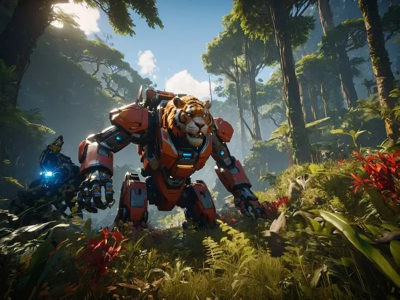 Horizon Zero Dawn Mecha Robot Fight Leonardo Ai Prompt | PromptBase