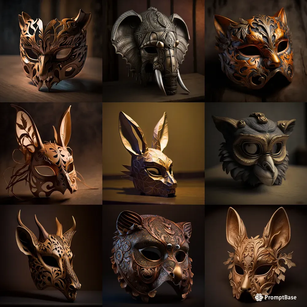 Half-face Mask Designs Midjourney Prompt | PromptBase