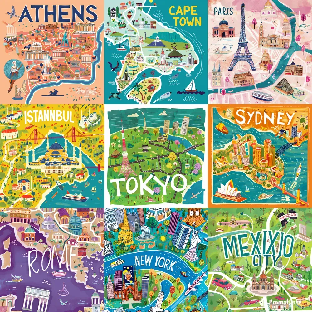 Colorful Maps For Childrens Books Midjourney Prompt | PromptBase