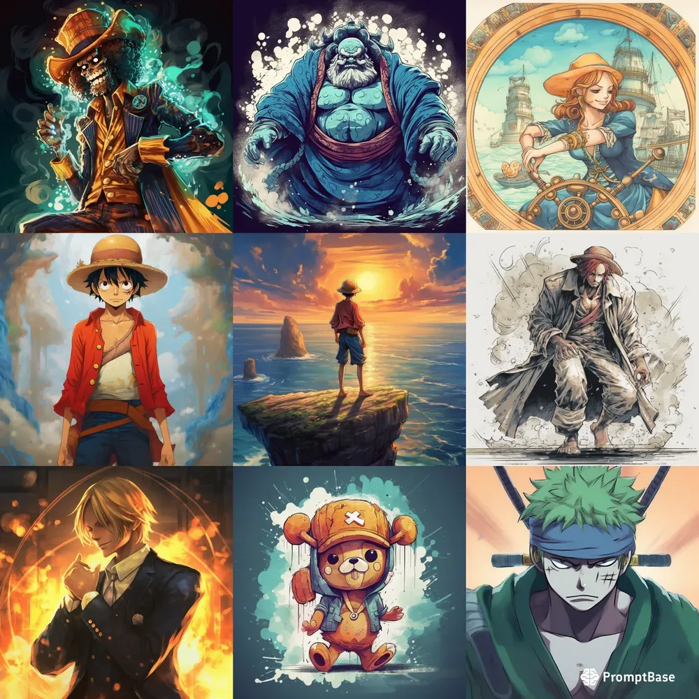 Dynamic One Piece Character Portraits Midjourney Prompt | PromptBase