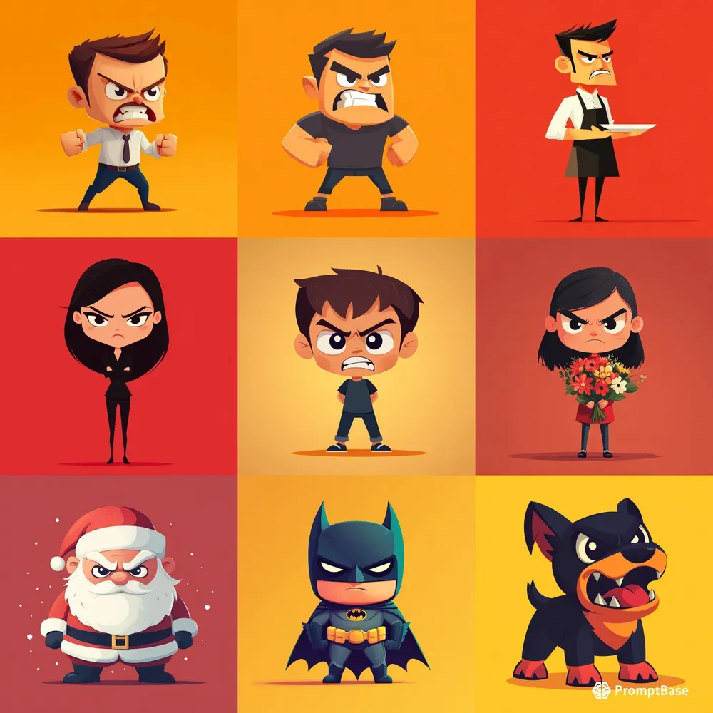 2D Angry Cartoon Characters Midjourney Prompt | PromptBase