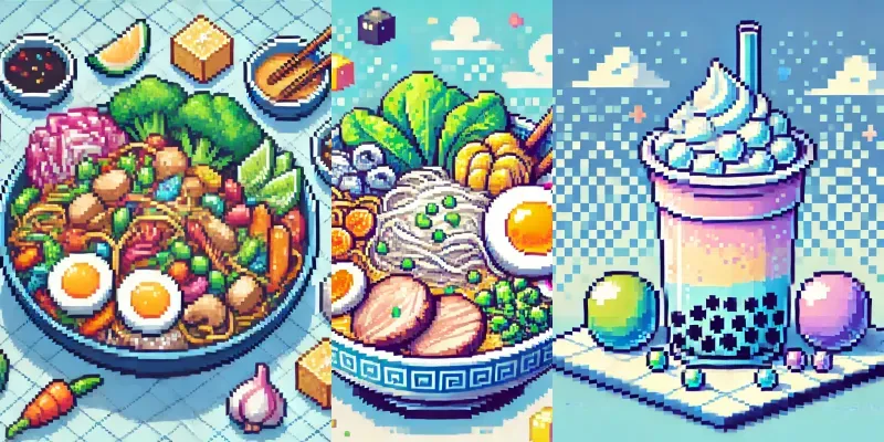 Pixel Art Panasian Menus DALL·E Prompt | PromptBase